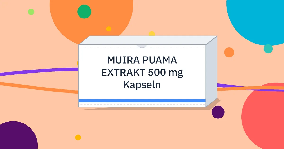 Symbolbild: Packung mit der Aufschrift MUIRA PUAMA EXTRAKT 500 mg Kapseln (PZN 17836530) – Verfügbarkeit und Bezug in Apotheken in Frankfurt am Main