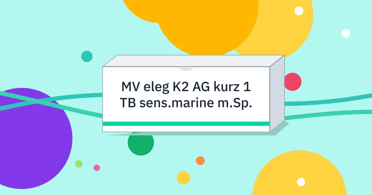 Symbolbild: Packung mit der Aufschrift MV eleg K2 AG kurz 1 TB sens.marine m.Sp. (PZN 14606456) – Verfügbarkeit und Bezug in Apotheken in Frankfurt am Main
