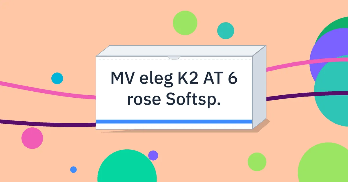 Symbolbild: Packung mit der Aufschrift MV eleg K2 AT 6 rose Softsp. (PZN 15286858) – Verfügbarkeit und Bezug in Apotheken in Frankfurt am Main