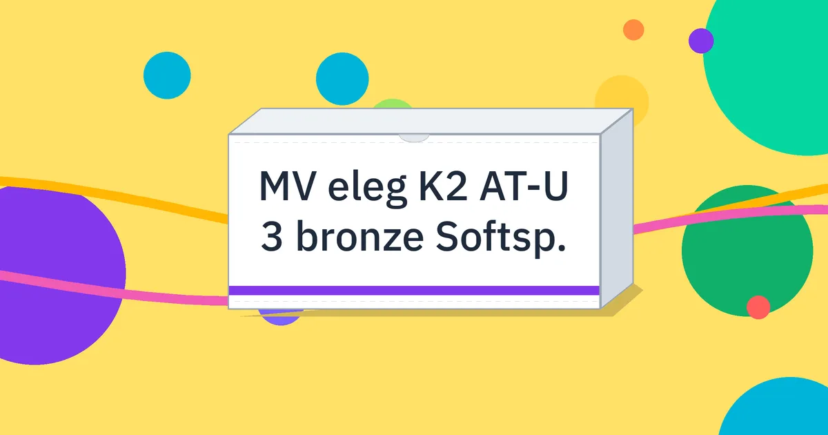 Symbolbild: Packung mit der Aufschrift MV eleg K2 AT-U 3 bronze Softsp. (PZN 15288685) – Verfügbarkeit und Bezug in Apotheken in Frankfurt am Main