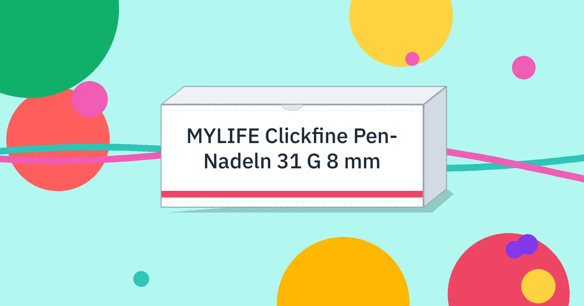 Symbolbild: Packung mit der Aufschrift MYLIFE Clickfine Pen-Nadeln 31 G 8 mm (PZN 16007151) – Verfügbarkeit und Bezug in Apotheken in Frankfurt am Main
