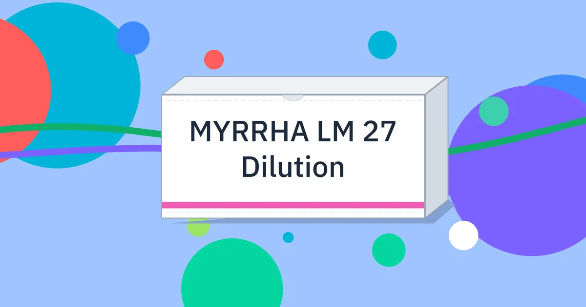 Symbolbild: Packung mit der Aufschrift MYRRHA LM 27 Dilution (PZN 12957766) – Verfügbarkeit und Bezug in Apotheken in Frankfurt am Main
