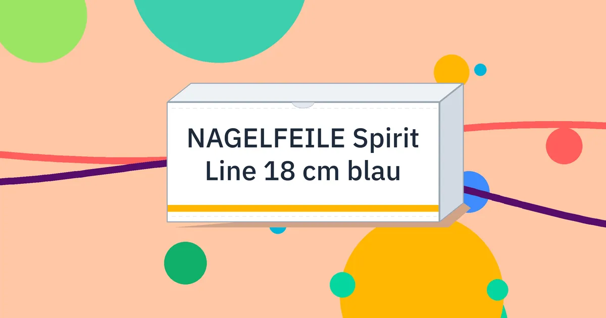 Symbolbild: Packung mit der Aufschrift NAGELFEILE Spirit Line 18 cm blau (PZN 01508479) – Verfügbarkeit und Bezug in Apotheken in Frankfurt am Main