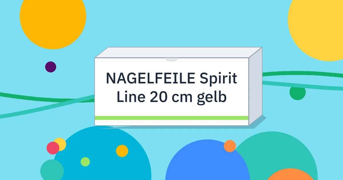 Symbolbild: Packung mit der Aufschrift NAGELFEILE Spirit Line 20 cm gelb (PZN 01508686) – Verfügbarkeit und Bezug in Apotheken in Frankfurt am Main