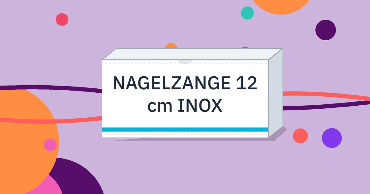 Symbolbild: Packung mit der Aufschrift NAGELZANGE 12 cm INOX (PZN 12364871) – Verfügbarkeit und Bezug in Apotheken in Frankfurt am Main