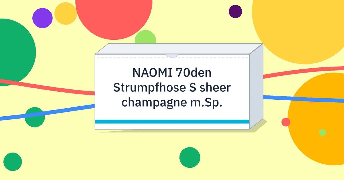 Symbolbild: Packung mit der Aufschrift NAOMI 70den Strumpfhose S sheer champagne m.Sp. (PZN 16179685) – Verfügbarkeit und Bezug in Apotheken in Frankfurt am Main