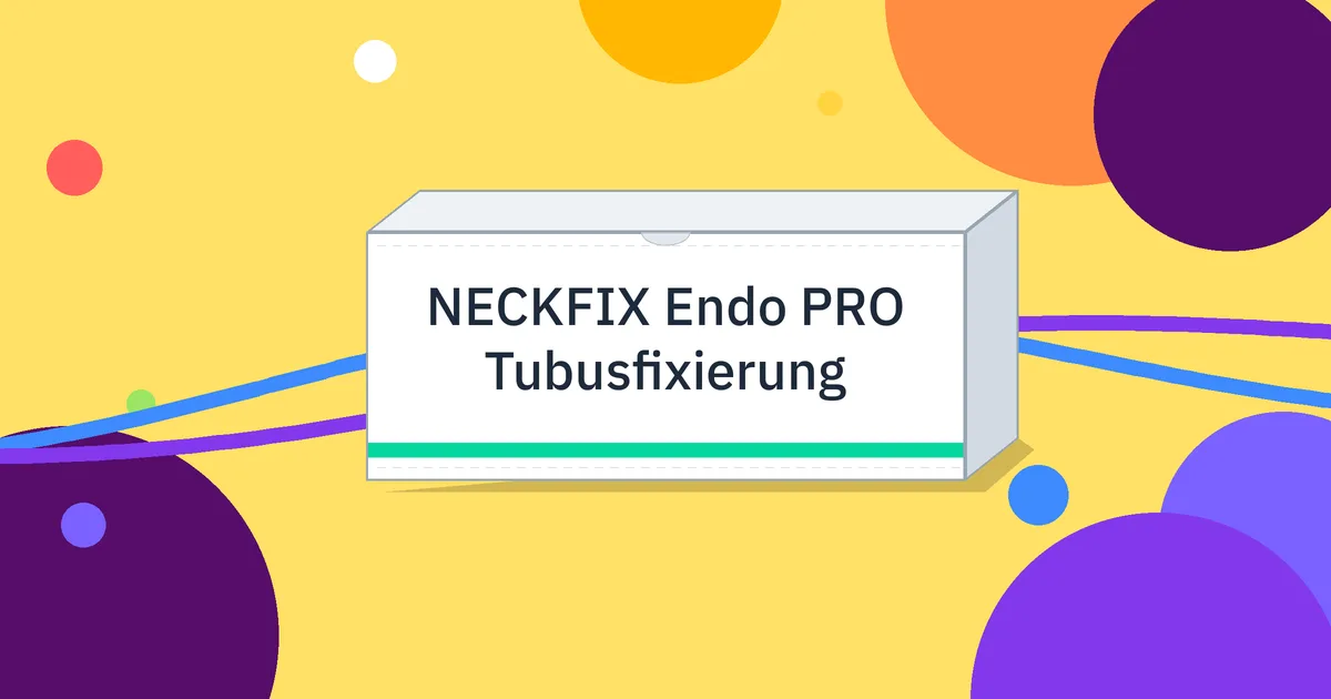 Symbolbild: Packung mit der Aufschrift NECKFIX Endo PRO Tubusfixierung (PZN 19694169) – Verfügbarkeit und Bezug in Apotheken in Frankfurt am Main