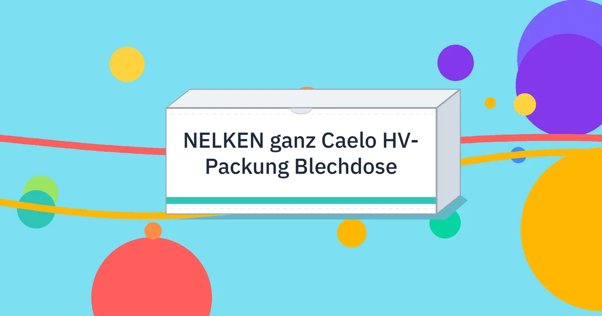 Symbolbild: Packung mit der Aufschrift NELKEN ganz Caelo HV-Packung Blechdose (PZN 10549595) – Verfügbarkeit und Bezug in Apotheken in Frankfurt am Main