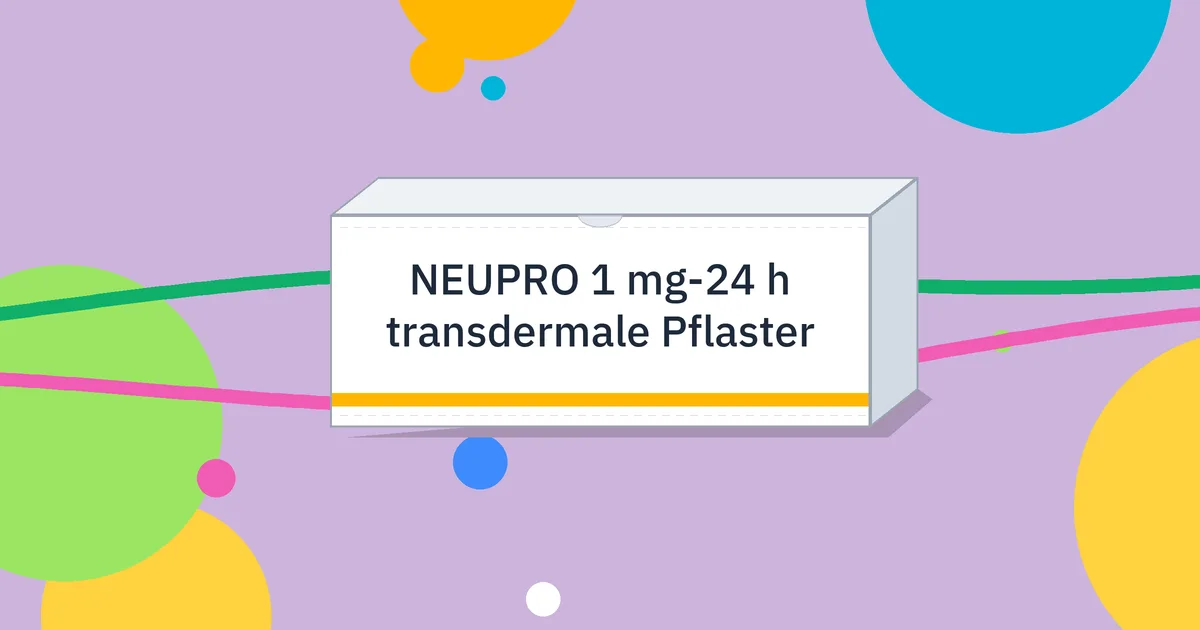 Symbolbild: Packung mit der Aufschrift NEUPRO 1 mg-24 h transdermale Pflaster (PZN 17628180) – Verfügbarkeit und Bezug in Apotheken in Frankfurt am Main