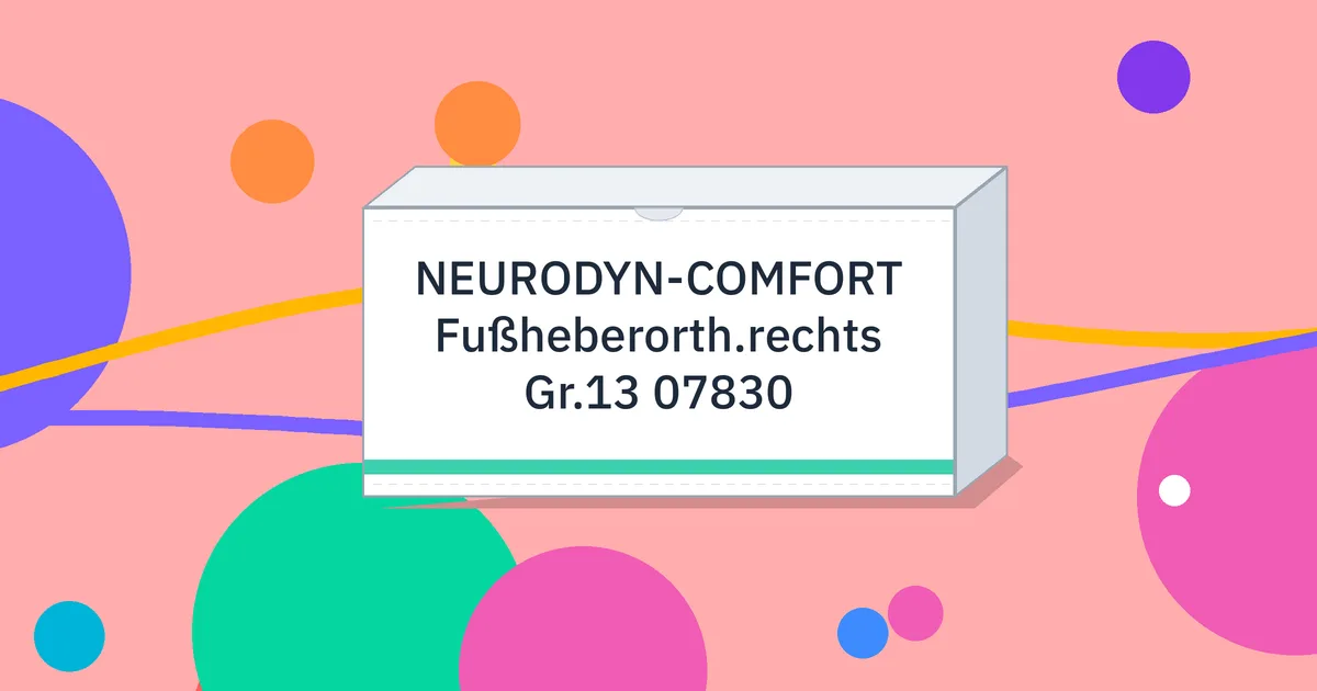 Symbolbild: Packung mit der Aufschrift NEURODYN-COMFORT Fußheberorth.rechts Gr.13 07830 (PZN 09390126) – Verfügbarkeit und Bezug in Apotheken in Frankfurt am Main