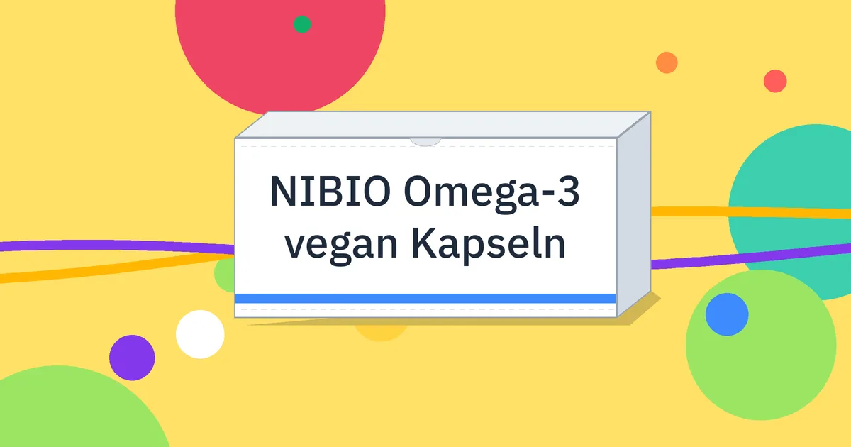 Symbolbild: Packung mit der Aufschrift NIBIO Omega-3 vegan Kapseln (PZN 20050419) – Verfügbarkeit und Bezug in Apotheken in Frankfurt am Main