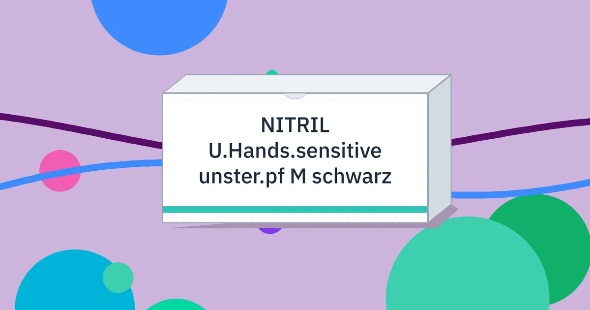 Symbolbild: Packung mit der Aufschrift NITRIL U.Hands.sensitive unster.pf M schwarz (PZN 12445339) – Verfügbarkeit und Bezug in Apotheken in Frankfurt am Main