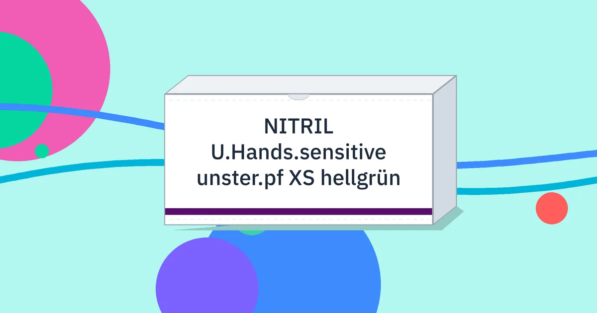 Symbolbild: Packung mit der Aufschrift NITRIL U.Hands.sensitive unster.pf XS hellgrün (PZN 11307115) – Verfügbarkeit und Bezug in Apotheken in Frankfurt am Main