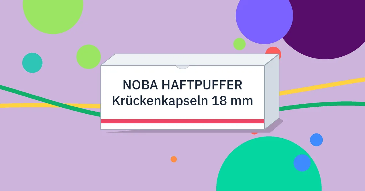 Symbolbild: Packung mit der Aufschrift NOBA HAFTPUFFER Krückenkapseln 18 mm (PZN 05508453) – Verfügbarkeit und Bezug in Apotheken in Frankfurt am Main