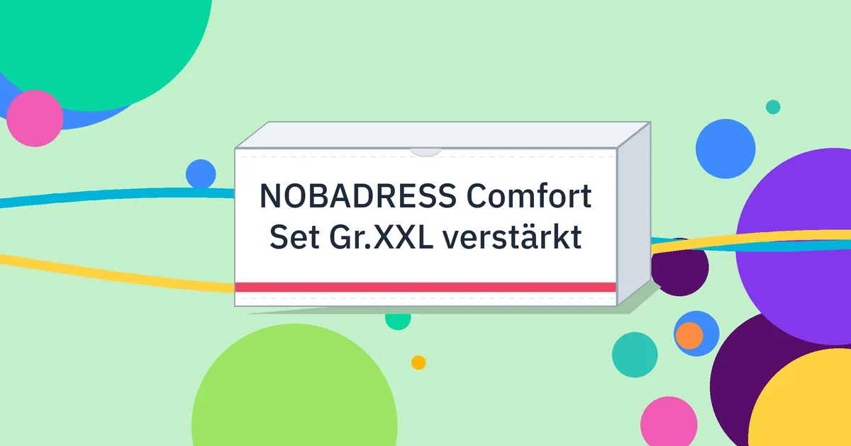 Symbolbild: Packung mit der Aufschrift NOBADRESS Comfort Set Gr.XXL verstärkt (PZN 04133815) – Verfügbarkeit und Bezug in Apotheken in Frankfurt am Main
