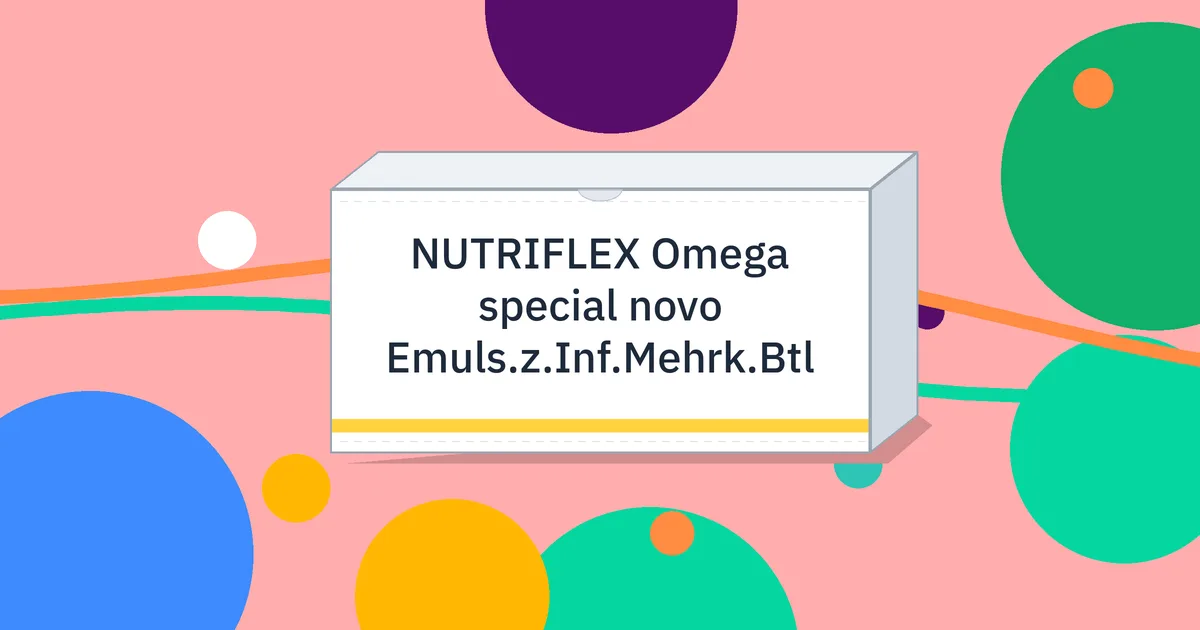 Symbolbild: Packung mit der Aufschrift NUTRIFLEX Omega special novo Emuls.z.Inf.Mehrk.Btl (PZN 13872635) – Verfügbarkeit und Bezug in Apotheken in Frankfurt am Main
