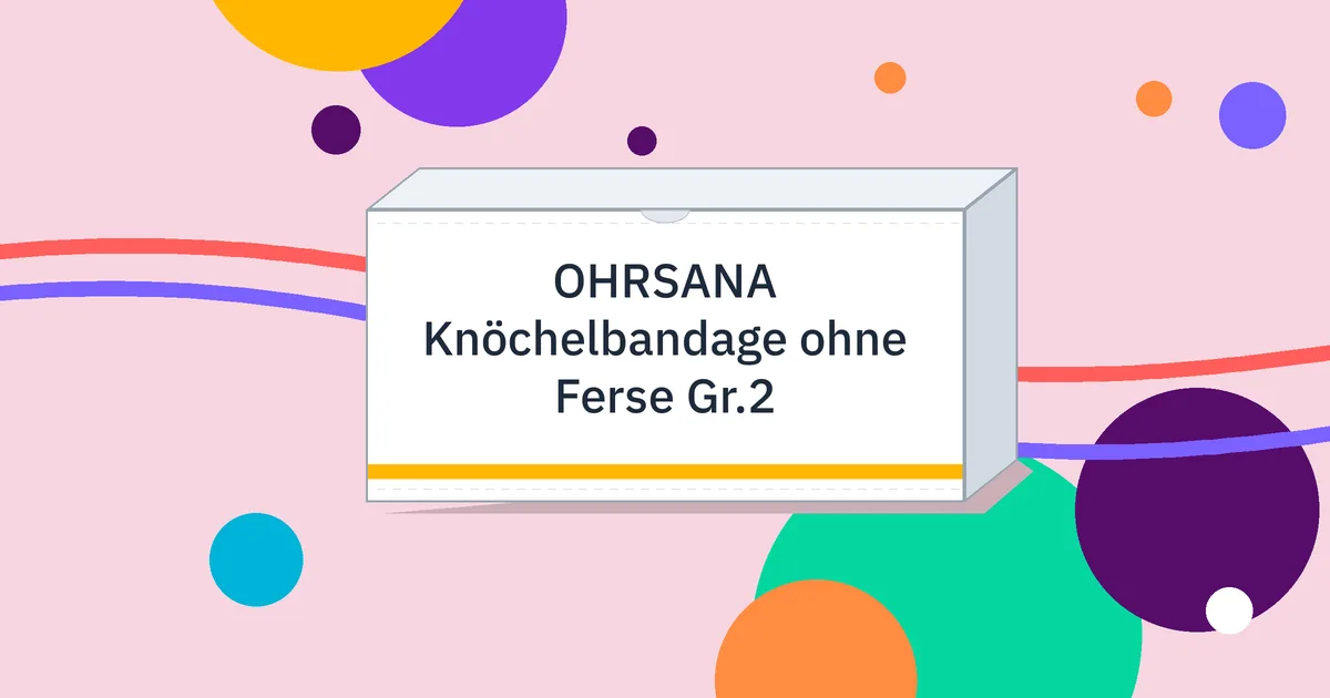 Symbolbild: Packung mit der Aufschrift OHRSANA Knöchelbandage ohne Ferse Gr.2 (PZN 02669523) – Verfügbarkeit und Bezug in Apotheken in Frankfurt am Main
