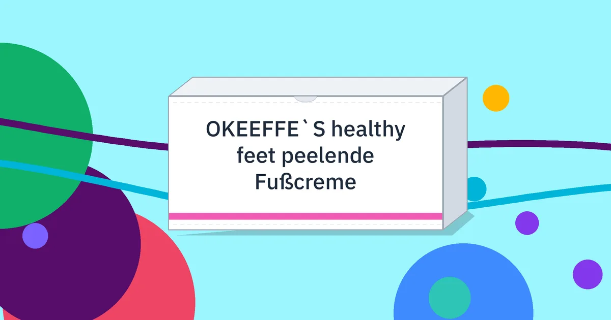 Symbolbild: Packung mit der Aufschrift OKEEFFE`S healthy feet peelende Fußcreme (PZN 16764308) – Verfügbarkeit und Bezug in Apotheken in Frankfurt am Main