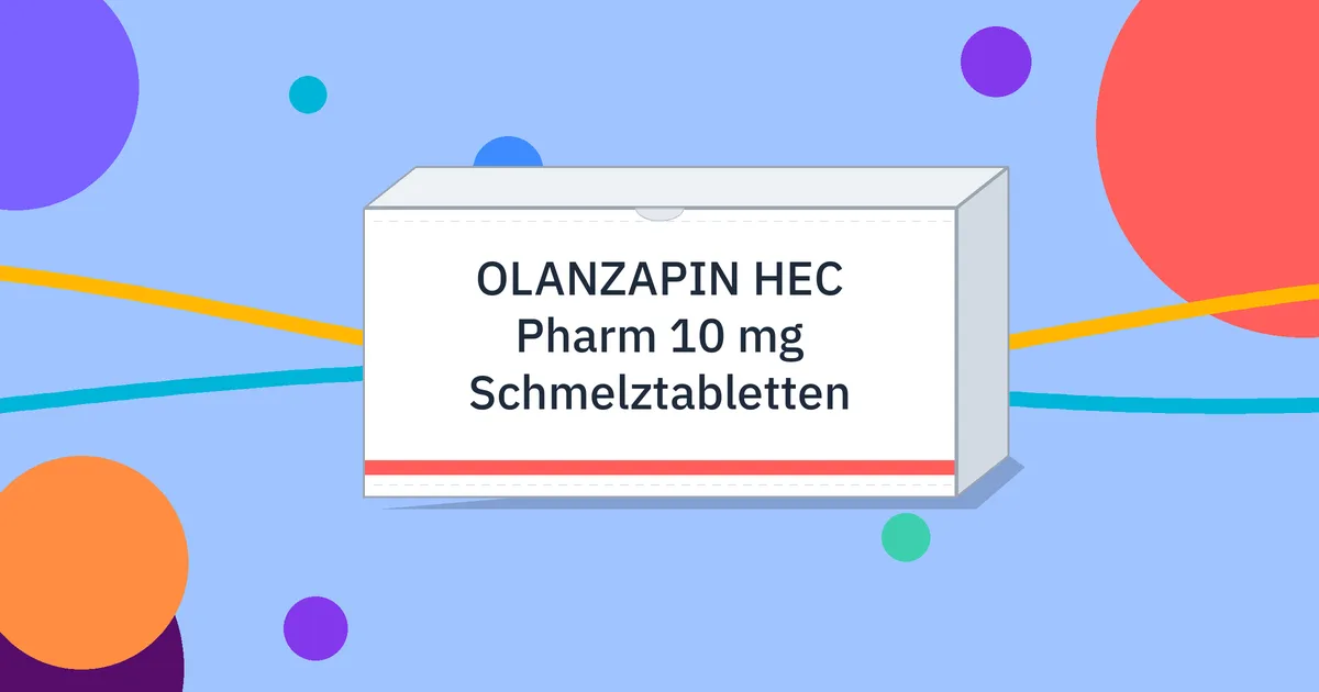 Symbolbild: Packung mit der Aufschrift OLANZAPIN HEC Pharm 10 mg Schmelztabletten (PZN 11882859) – Verfügbarkeit und Bezug in Apotheken in Frankfurt am Main