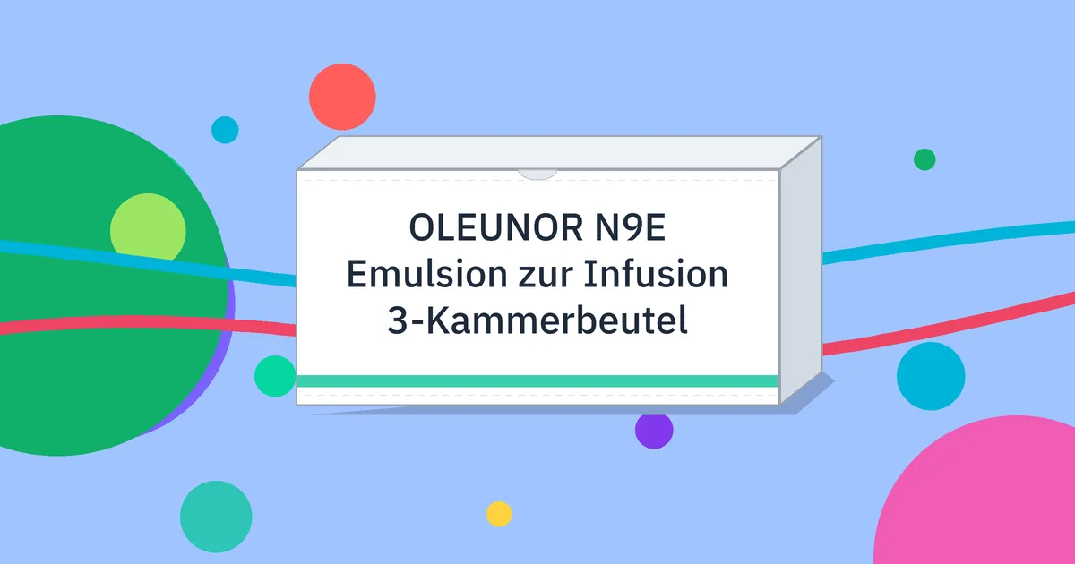 Symbolbild: Packung mit der Aufschrift OLEUNOR N9E Emulsion zur Infusion 3-Kammerbeutel (PZN 17908778) – Verfügbarkeit und Bezug in Apotheken in Frankfurt am Main