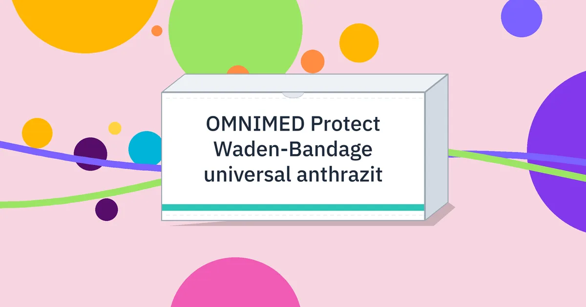 Symbolbild: Packung mit der Aufschrift OMNIMED Protect Waden-Bandage universal anthrazit (PZN 16357425) – Verfügbarkeit und Bezug in Apotheken in Frankfurt am Main