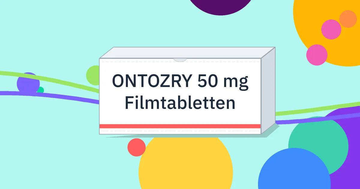 Symbolbild: Packung mit der Aufschrift ONTOZRY 50 mg Filmtabletten (PZN 18806264) – Verfügbarkeit und Bezug in Apotheken in Frankfurt am Main