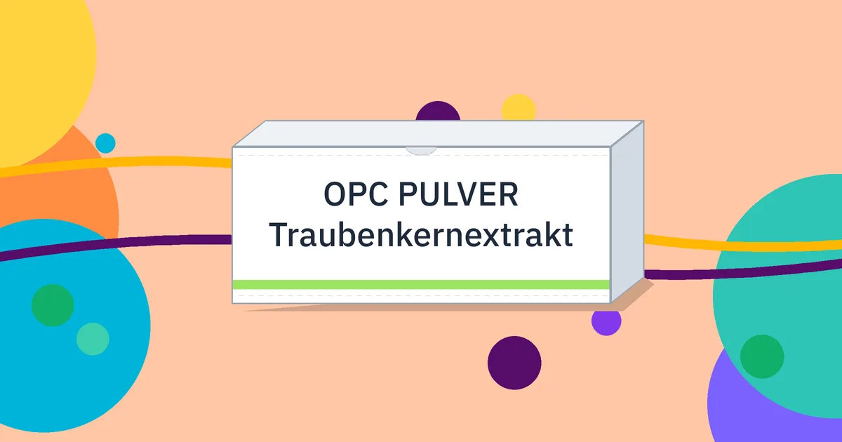 Symbolbild: Packung mit der Aufschrift OPC PULVER Traubenkernextrakt (PZN 16839414) – Verfügbarkeit und Bezug in Apotheken in Frankfurt am Main