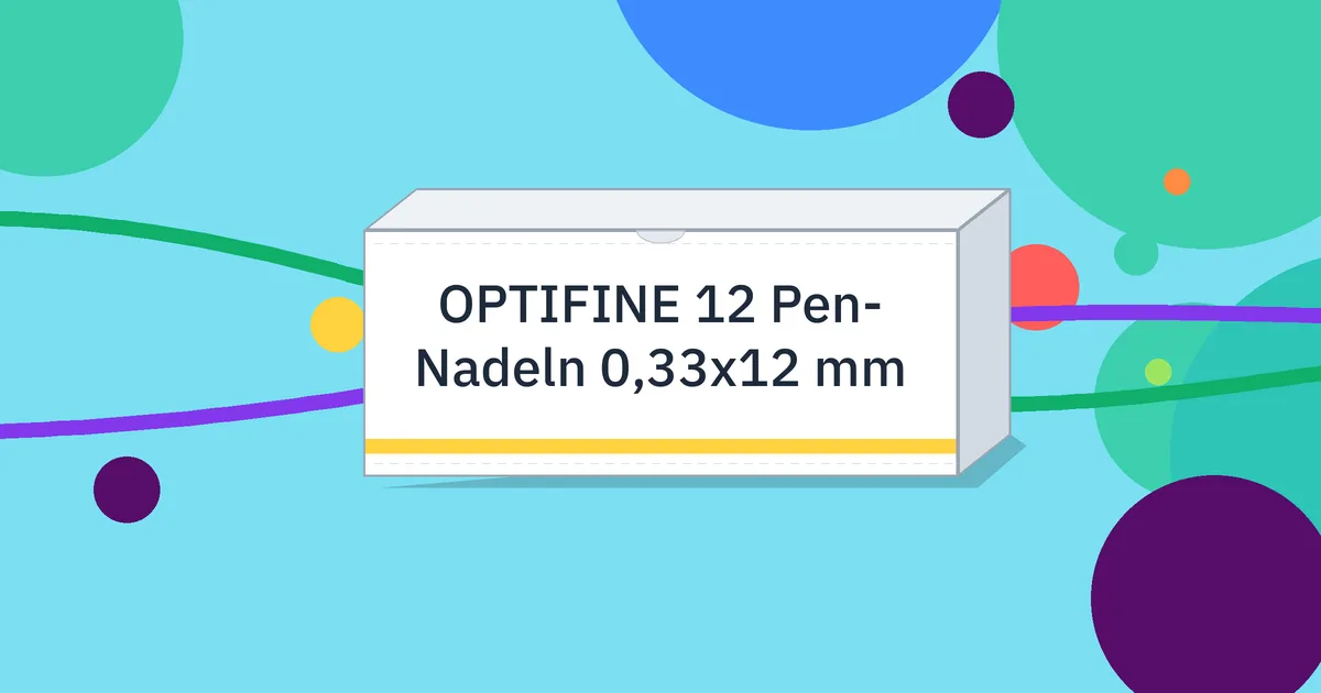 Symbolbild: Packung mit der Aufschrift OPTIFINE 12 Pen-Nadeln 0,33x12 mm (PZN 16360456) – Verfügbarkeit und Bezug in Apotheken in Frankfurt am Main