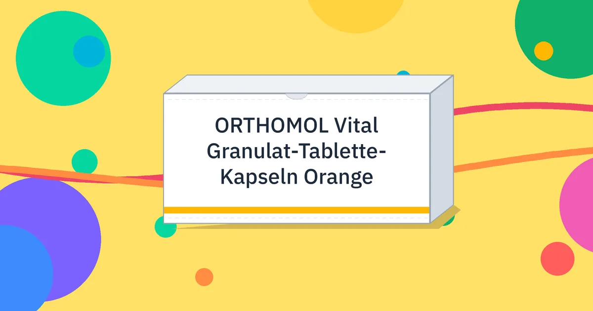 Symbolbild: Packung mit der Aufschrift ORTHOMOL Vital Granulat-Tablette-Kapseln Orange (PZN 20182753) – Verfügbarkeit und Bezug in Apotheken in Frankfurt am Main