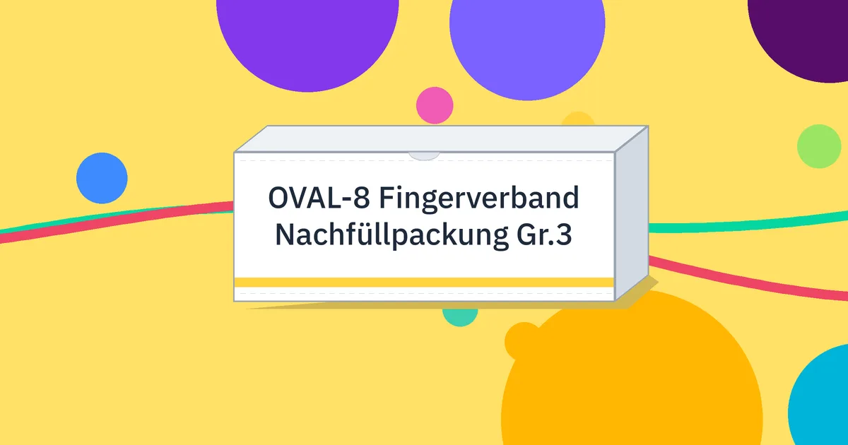 Symbolbild: Packung mit der Aufschrift OVAL-8 Fingerverband Nachfüllpackung Gr.3 (PZN 12775574) – Verfügbarkeit und Bezug in Apotheken in Frankfurt am Main
