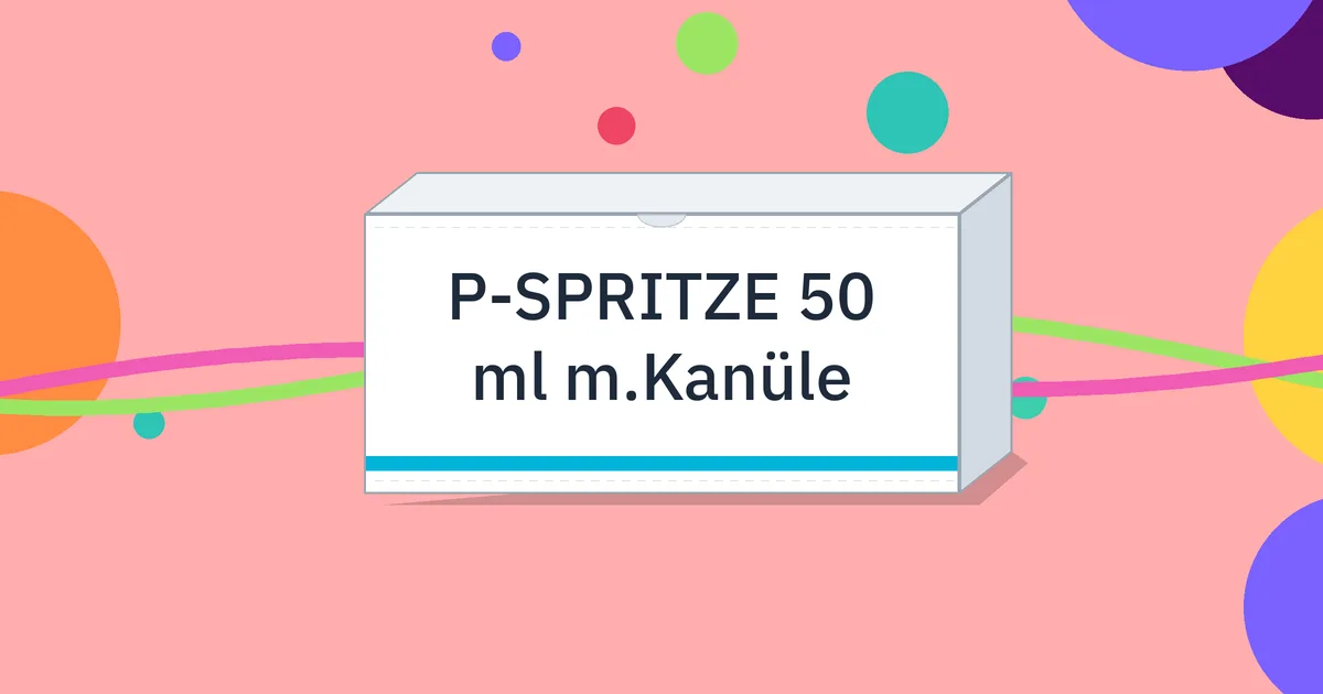 Symbolbild: Packung mit der Aufschrift P-SPRITZE 50 ml m.Kanüle (PZN 03460794) – Verfügbarkeit und Bezug in Apotheken in Frankfurt am Main