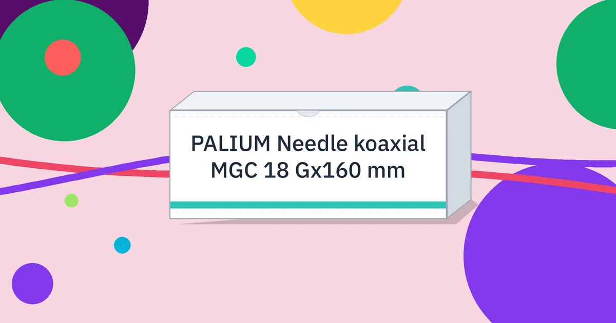 Symbolbild: Packung mit der Aufschrift PALIUM Needle koaxial MGC 18 Gx160 mm (PZN 19734495) – Verfügbarkeit und Bezug in Apotheken in Frankfurt am Main
