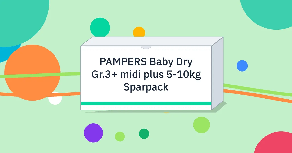 Symbolbild: Packung mit der Aufschrift PAMPERS Baby Dry Gr.3+ midi plus 5-10kg Sparpack (PZN 10256545) – Verfügbarkeit und Bezug in Apotheken in Frankfurt am Main