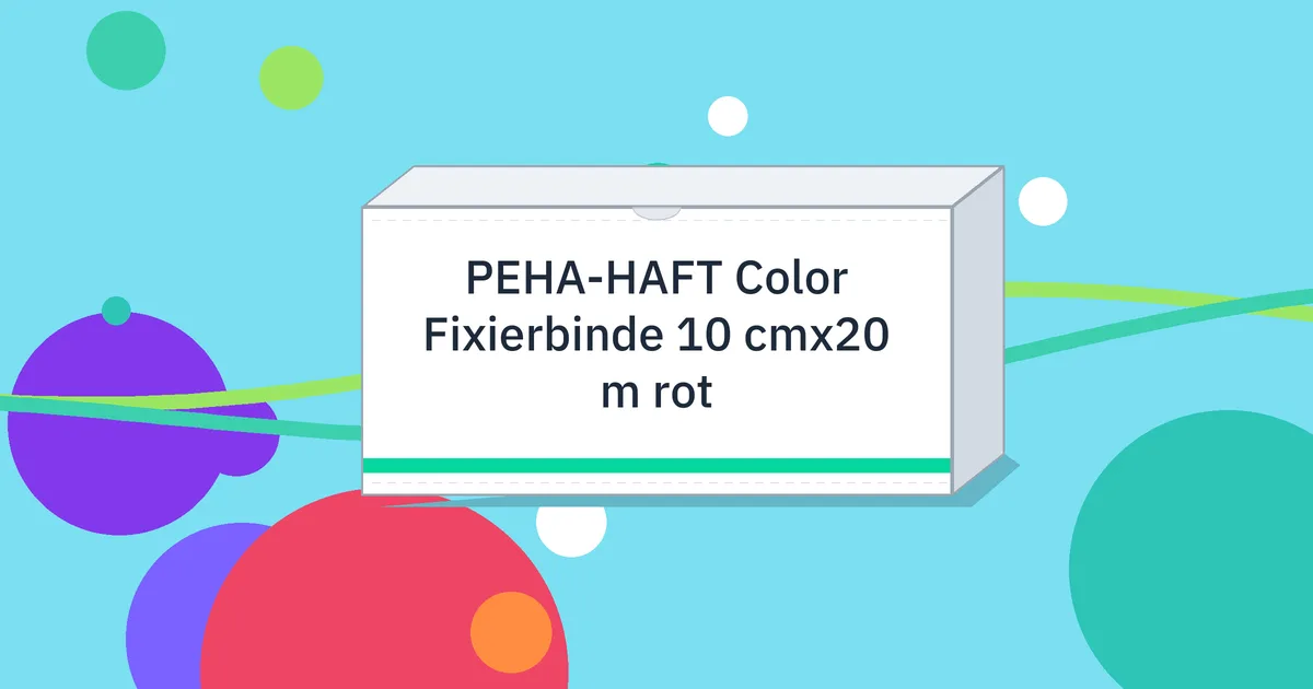 Symbolbild: Packung mit der Aufschrift PEHA-HAFT Color Fixierbinde 10 cmx20 m rot (PZN 05383773) – Verfügbarkeit und Bezug in Apotheken in Frankfurt am Main