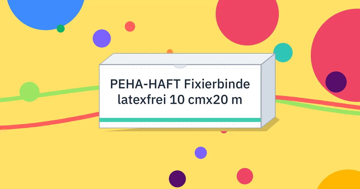 Symbolbild: Packung mit der Aufschrift PEHA-HAFT Fixierbinde latexfrei 10 cmx20 m (PZN 18364228) – Verfügbarkeit und Bezug in Apotheken in Frankfurt am Main