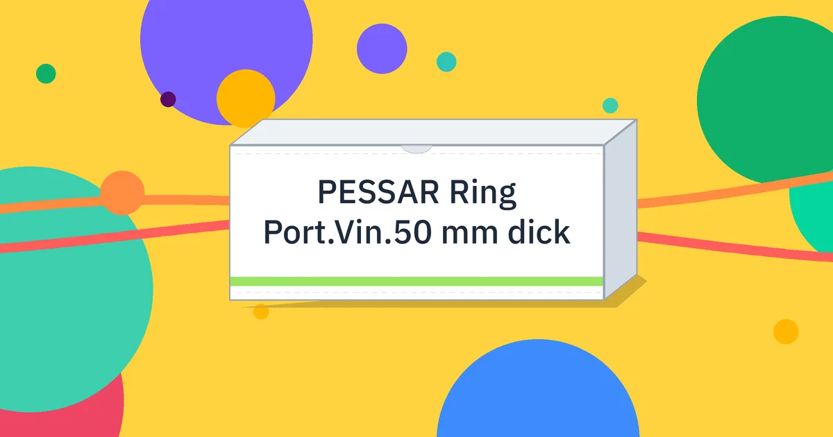 Symbolbild: Packung mit der Aufschrift PESSAR Ring Port.Vin.50 mm dick (PZN 01967371) – Verfügbarkeit und Bezug in Apotheken in Frankfurt am Main
