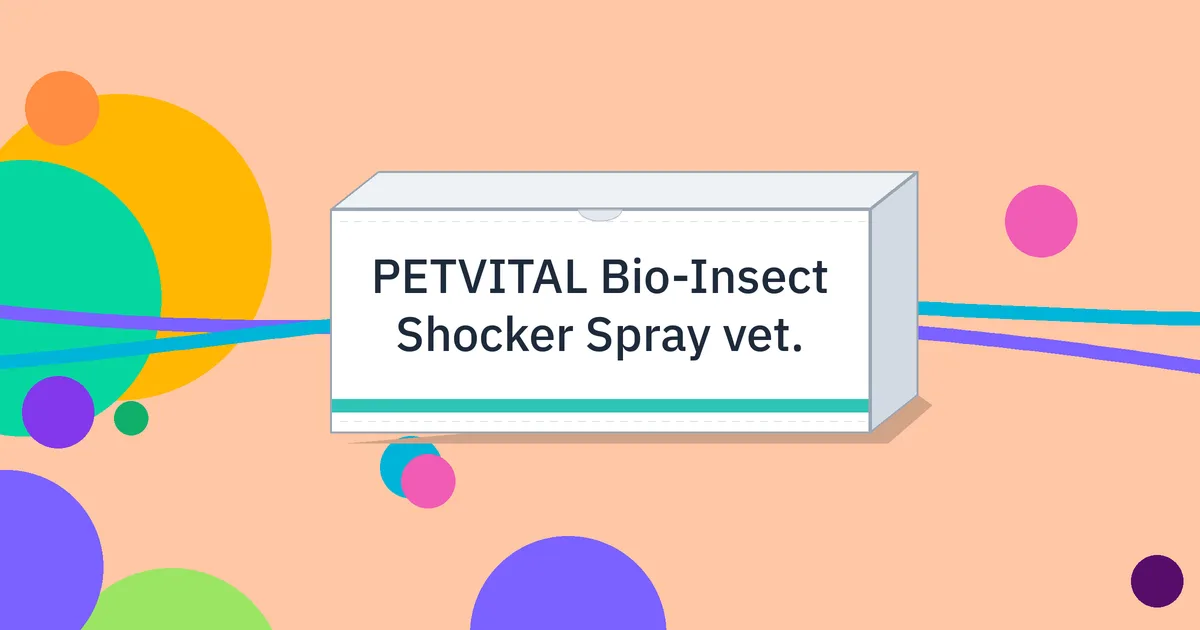 Symbolbild: Packung mit der Aufschrift PETVITAL Bio-Insect Shocker Spray vet. (PZN 07435468) – Verfügbarkeit und Bezug in Apotheken in Frankfurt am Main