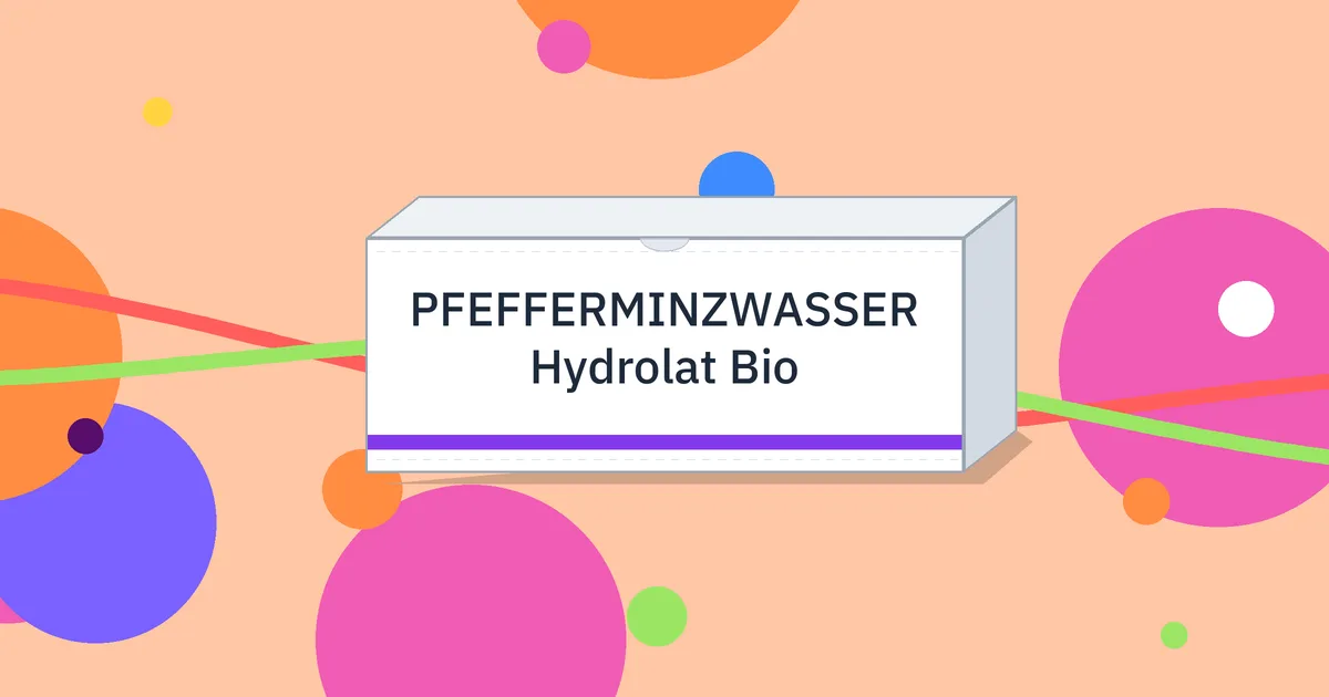 Symbolbild: Packung mit der Aufschrift PFEFFERMINZWASSER Hydrolat Bio (PZN 11308830) – Verfügbarkeit und Bezug in Apotheken in Frankfurt am Main