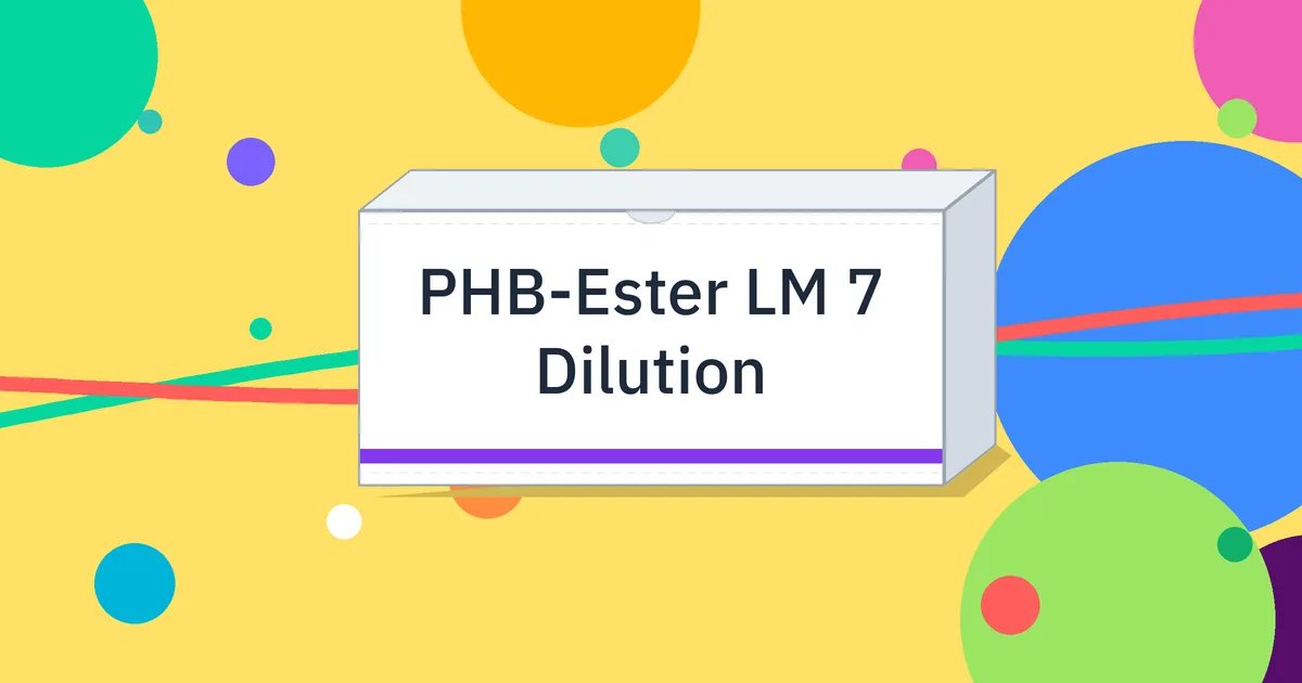 Symbolbild: Packung mit der Aufschrift PHB-Ester LM 7 Dilution (PZN 12978047) – Verfügbarkeit und Bezug in Apotheken in Frankfurt am Main