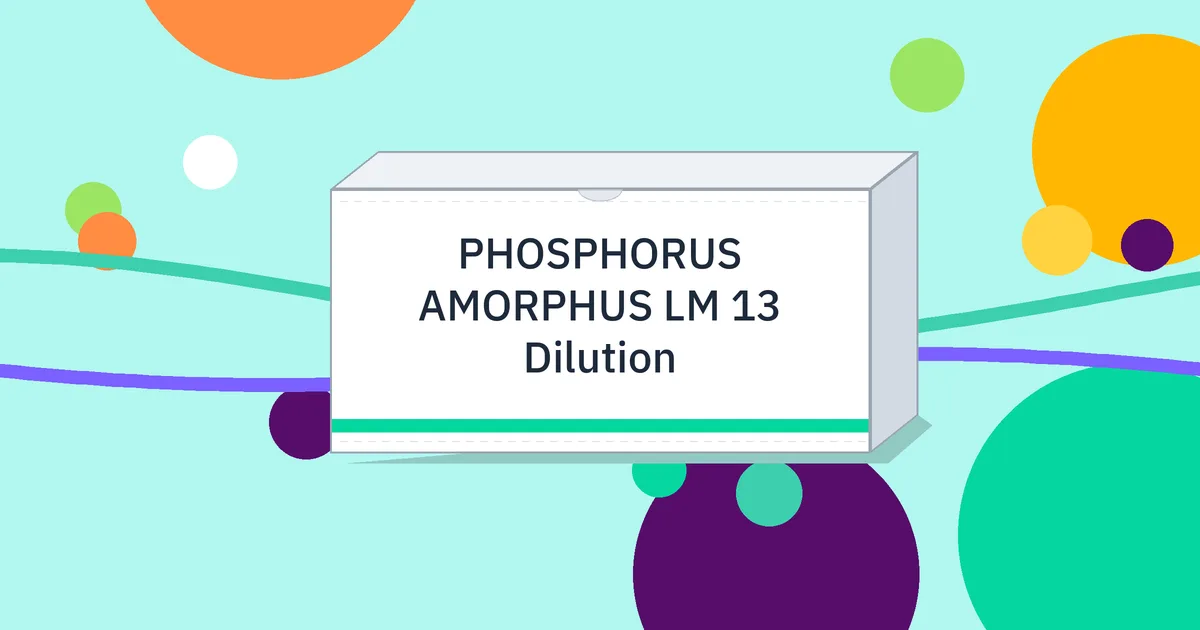Symbolbild: Packung mit der Aufschrift PHOSPHORUS AMORPHUS LM 13 Dilution (PZN 13034420) – Verfügbarkeit und Bezug in Apotheken in Frankfurt am Main