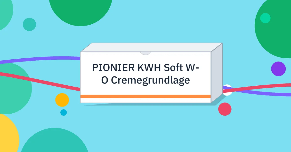 Symbolbild: Packung mit der Aufschrift PIONIER KWH Soft W-O Cremegrundlage (PZN 03103628) – Verfügbarkeit und Bezug in Apotheken in Frankfurt am Main