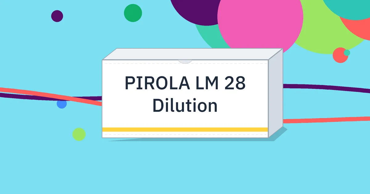 Symbolbild: Packung mit der Aufschrift PIROLA LM 28 Dilution (PZN 13645477) – Verfügbarkeit und Bezug in Apotheken in Frankfurt am Main