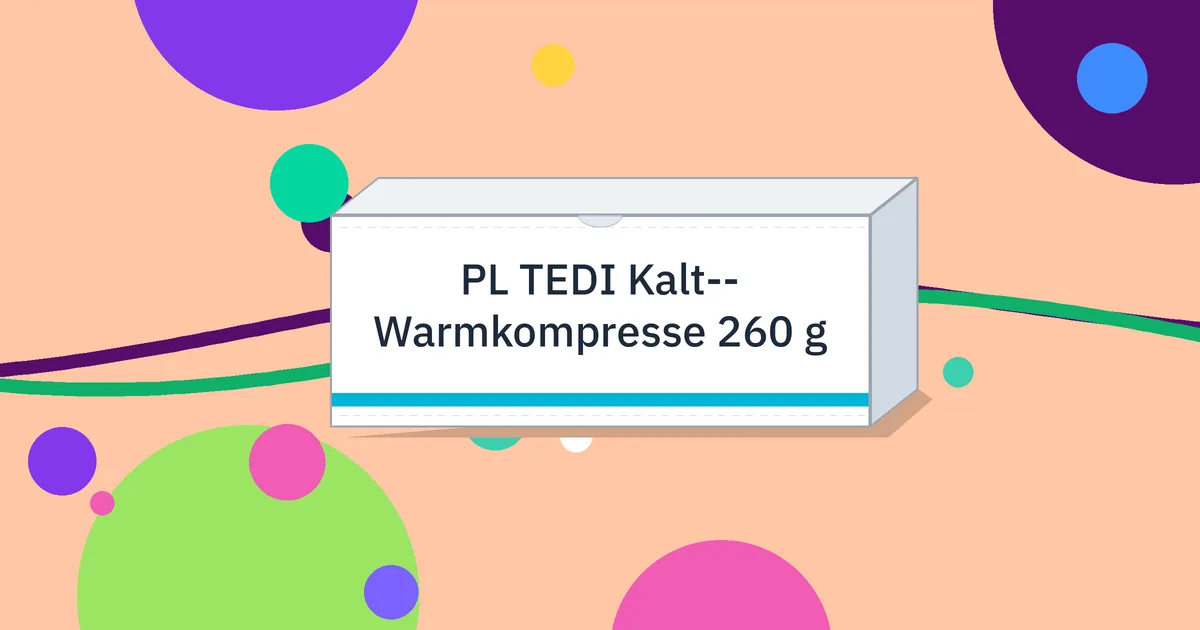 Symbolbild: Packung mit der Aufschrift PL TEDI Kalt--Warmkompresse 260 g (PZN 19891912) – Verfügbarkeit und Bezug in Apotheken in Frankfurt am Main