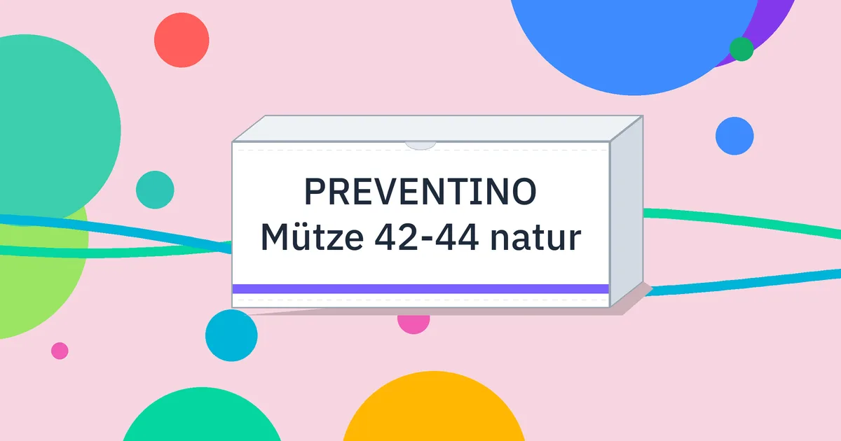 Symbolbild: Packung mit der Aufschrift PREVENTINO Mütze 42-44 natur (PZN 12447255) – Verfügbarkeit und Bezug in Apotheken in Frankfurt am Main