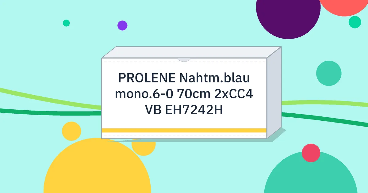 Symbolbild: Packung mit der Aufschrift PROLENE Nahtm.blau mono.6-0 70cm 2xCC4 VB EH7242H (PZN 20897601) – Verfügbarkeit und Bezug in Apotheken in Frankfurt am Main