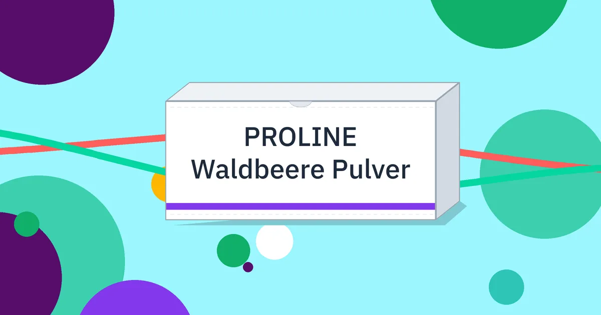 Symbolbild: Packung mit der Aufschrift PROLINE Waldbeere Pulver (PZN 10832598) – Verfügbarkeit und Bezug in Apotheken in Frankfurt am Main