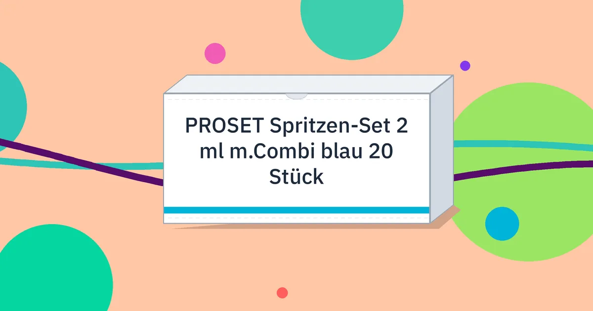 Symbolbild: Packung mit der Aufschrift PROSET Spritzen-Set 2 ml m.Combi blau 20 Stück (PZN 04835871) – Verfügbarkeit und Bezug in Apotheken in Frankfurt am Main