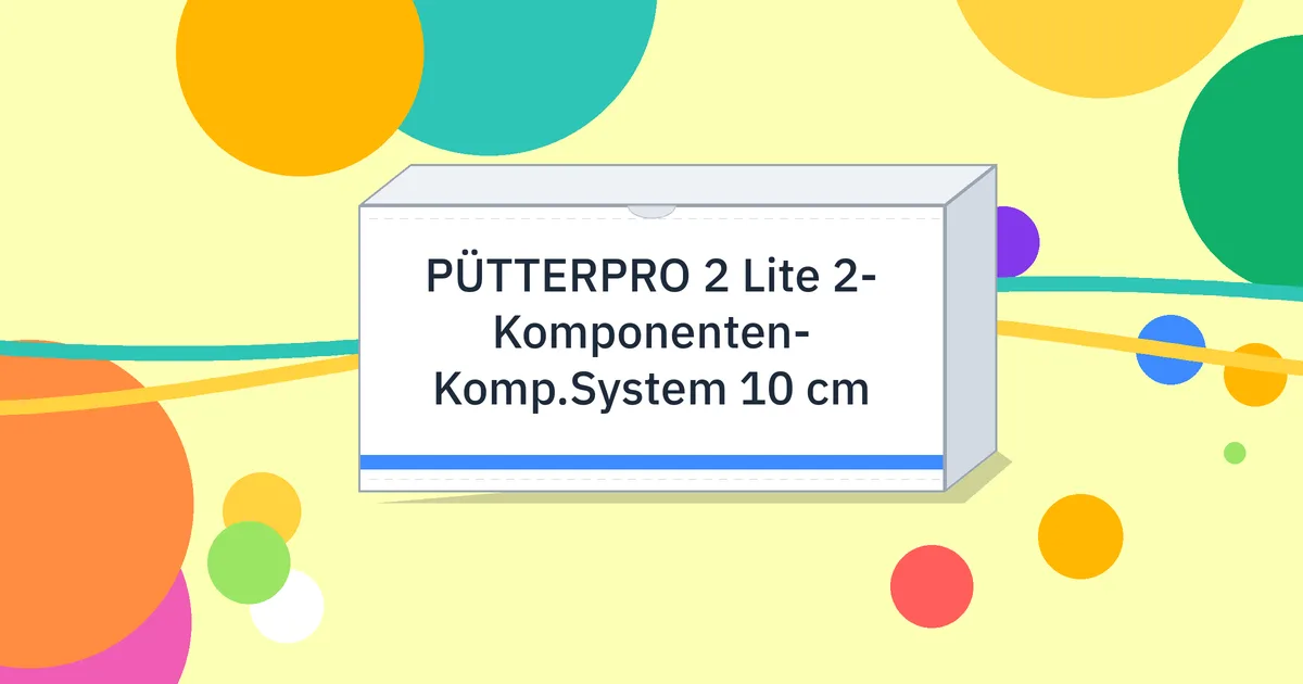 Symbolbild: Packung mit der Aufschrift PÜTTERPRO 2 Lite 2-Komponenten-Komp.System 10 cm (PZN 16881497) – Verfügbarkeit und Bezug in Apotheken in Frankfurt am Main