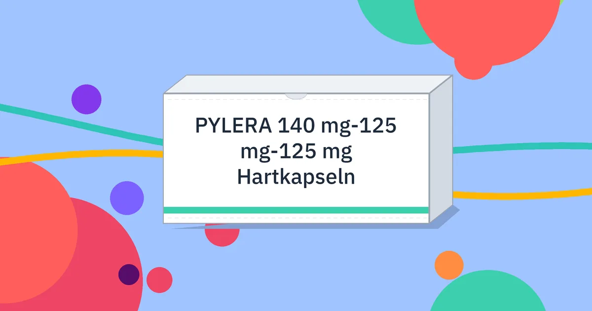 Symbolbild: Packung mit der Aufschrift PYLERA 140 mg-125 mg-125 mg Hartkapseln (PZN 13719112) – Verfügbarkeit und Bezug in Apotheken in Frankfurt am Main