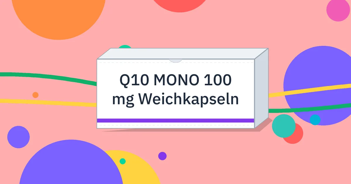 Symbolbild: Packung mit der Aufschrift Q10 MONO 100 mg Weichkapseln (PZN 15385572) – Verfügbarkeit und Bezug in Apotheken in Frankfurt am Main
